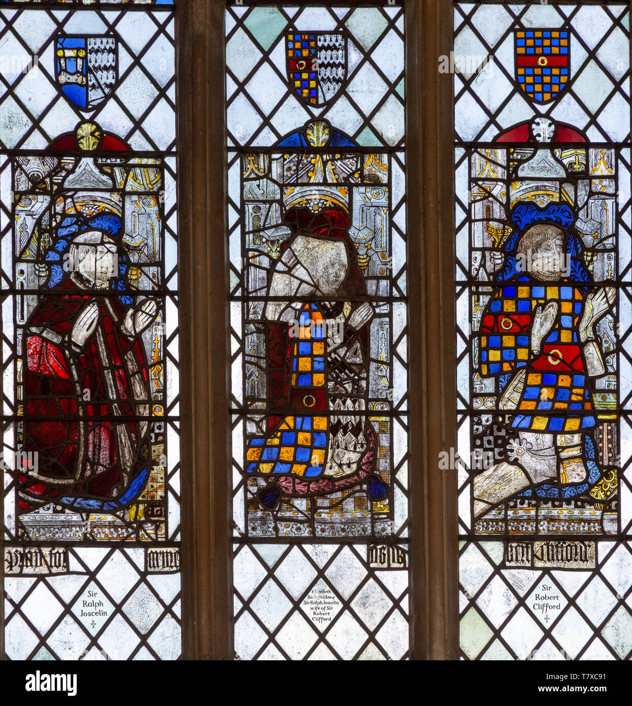 Medieval stained glass window, Holy Trinity church, Long Melford ...