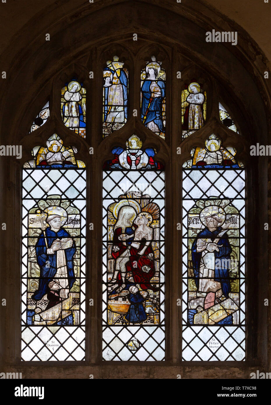 Medieval stained glass window, Holy Trinity church, Long Melford ...
