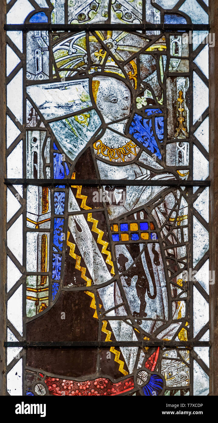 Medieval stained glass window, Holy Trinity church, Long Melford ...