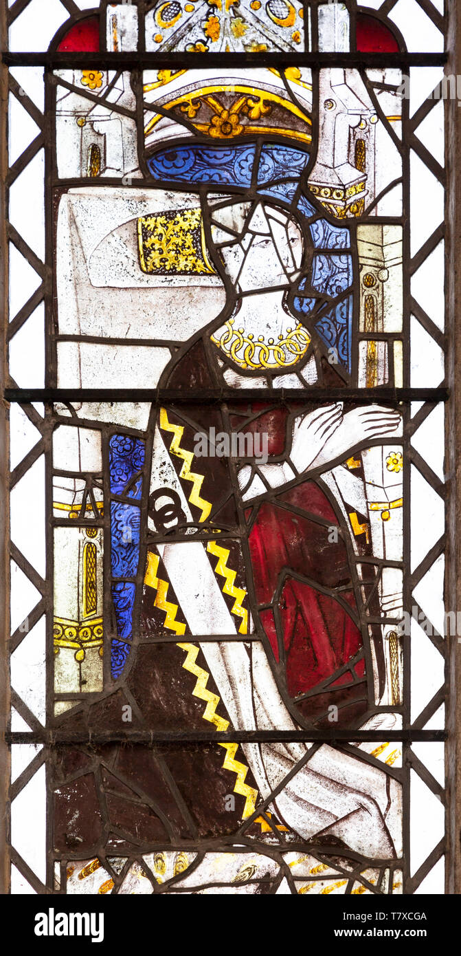 Medieval stained glass window, Holy Trinity church, Long Melford ...