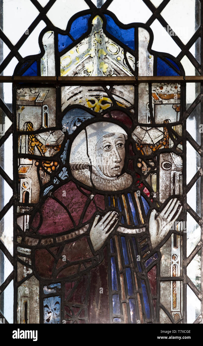 Medieval stained glass window, Holy Trinity church, Long Melford ...