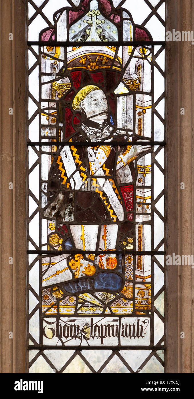 Medieval stained glass window, Holy Trinity church, Long Melford ...