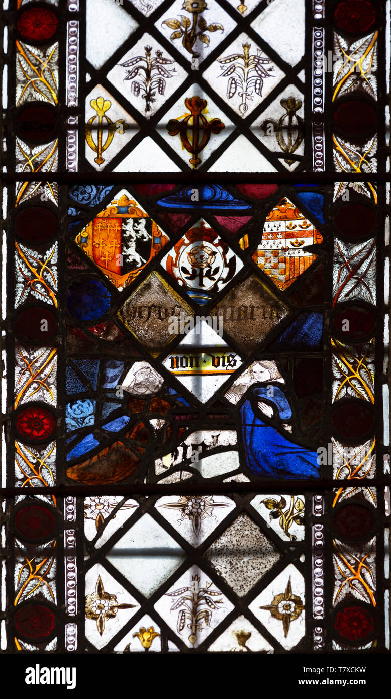 Medieval stained glass window, Holy Trinity church, Long Melford ...