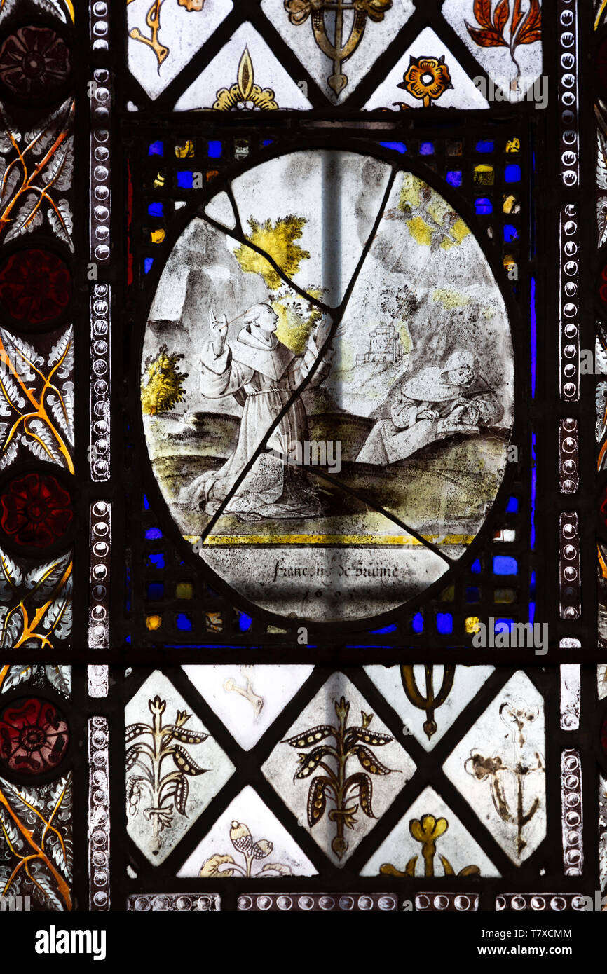 Medieval stained glass window, Holy Trinity church, Long Melford ...