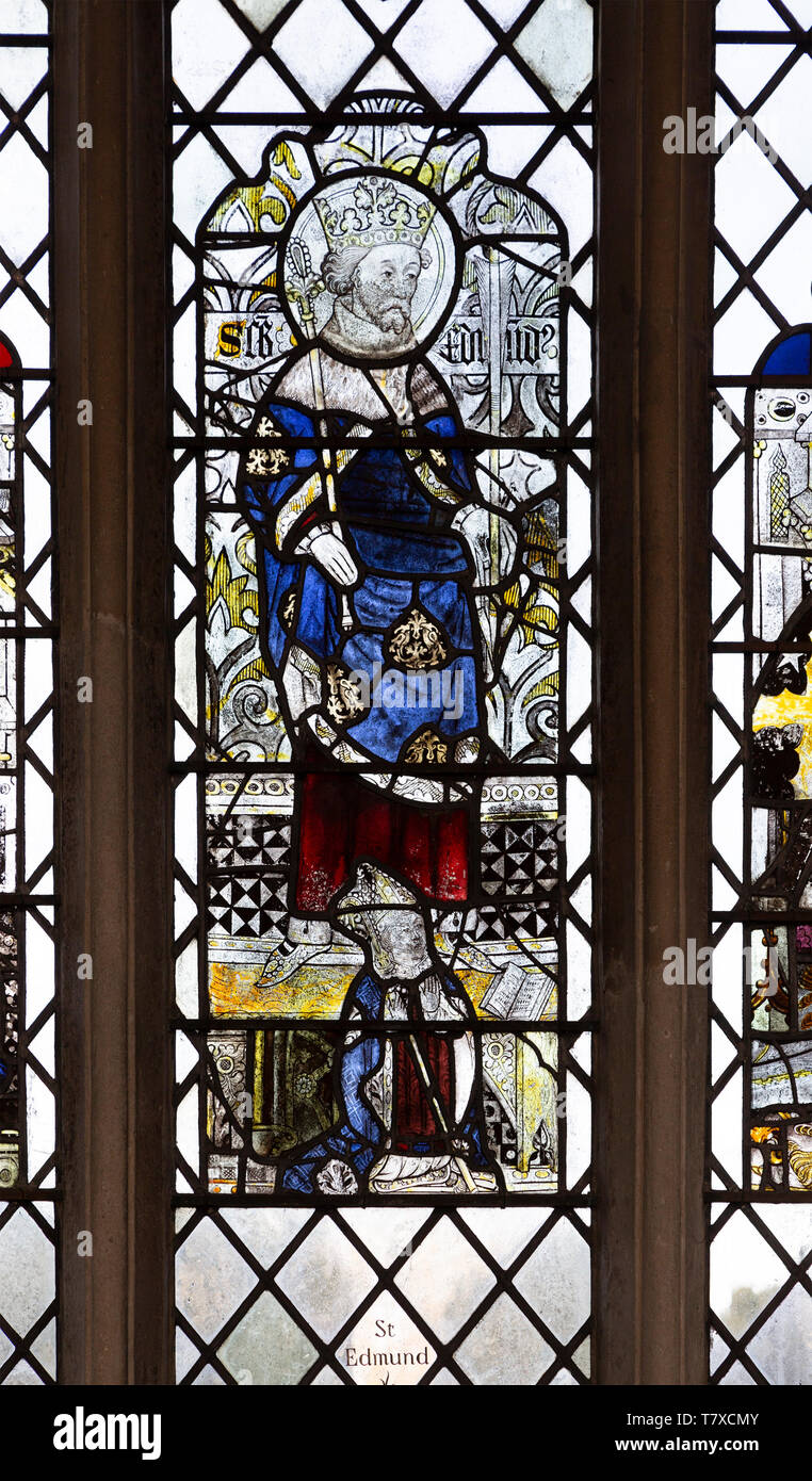 Medieval stained glass window, Holy Trinity church, Long Melford ...