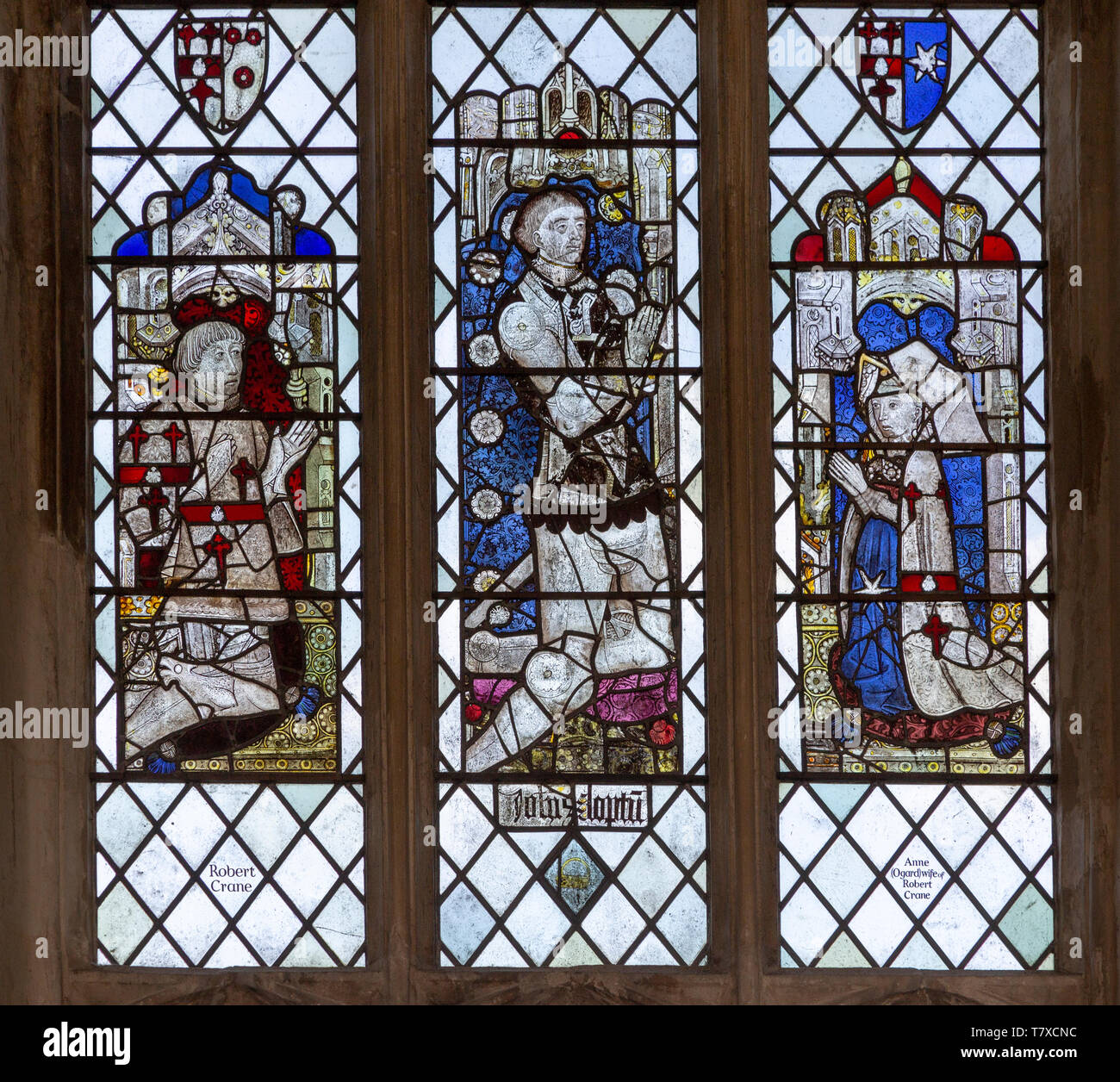 Medieval stained glass window, Holy Trinity church, Long Melford ...