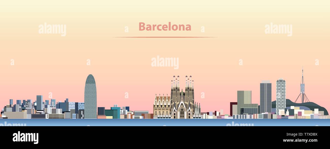 vector abstract illustration of Barcelona city skyline Stock Vector ...