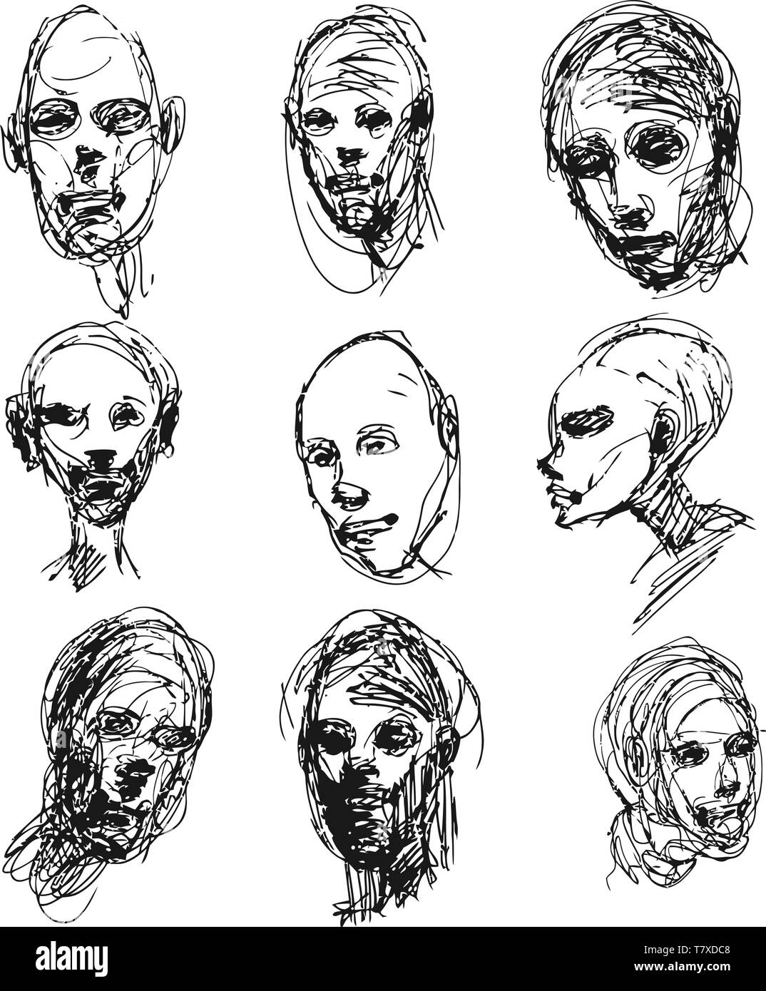 Sketch of heads hi-res stock photography and images - Alamy