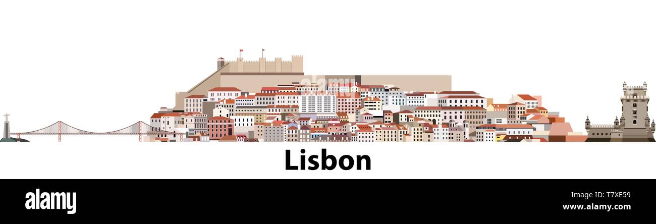 vector abstract illustration of Lisbon city skyline Stock Vector Image ...