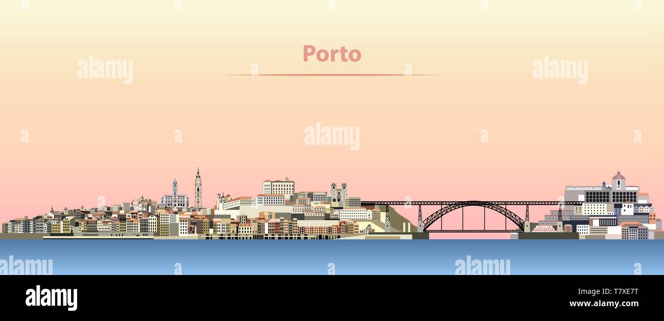 vector abstract illustration of Porto city skyline Stock Vector Image ...