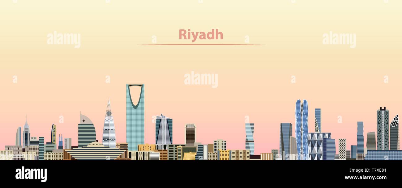 vector illustration of Riyadh city skyline at sunrise Stock Vector ...