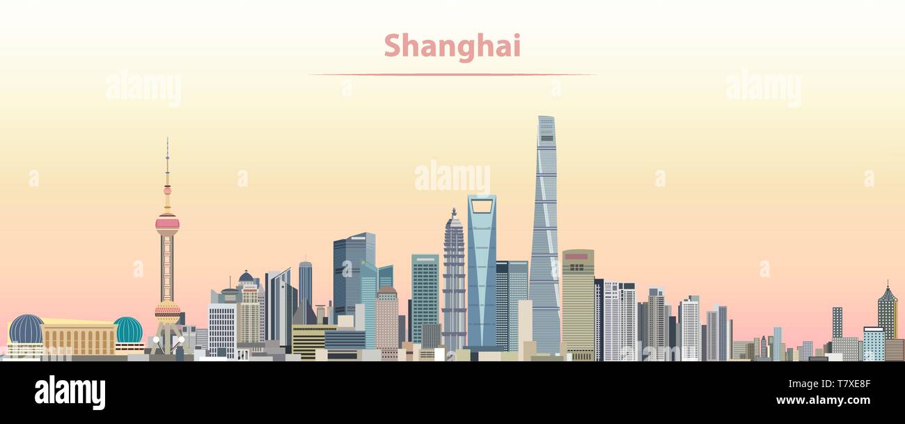 Vector illustration of Shanghai city skyline Stock Vector Image & Art ...