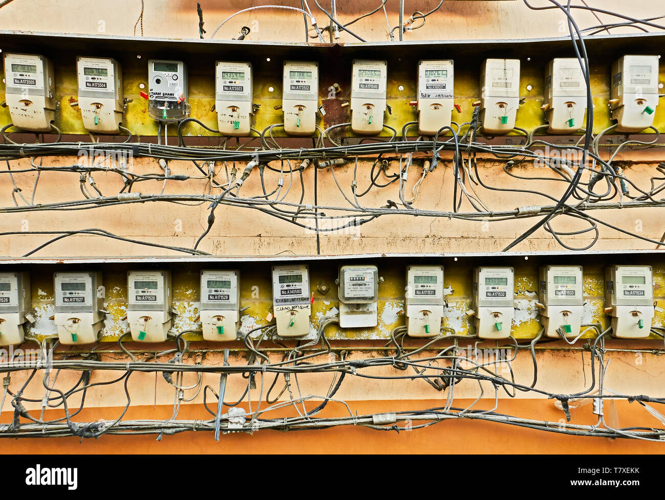 Leon, Iloilo Province, Philippines - April 18, 2019: Many electric ...