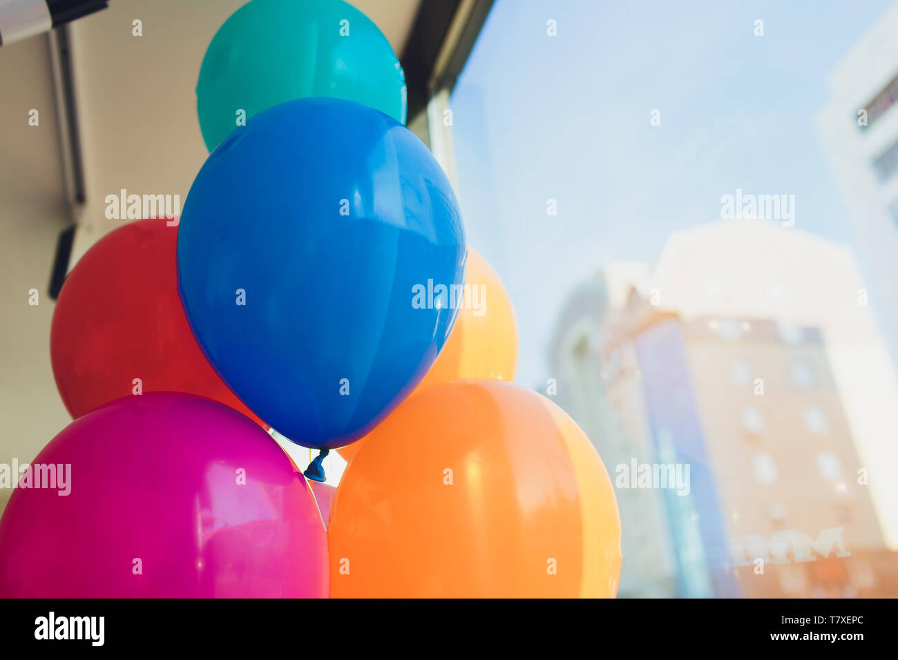 Abstract blurred party decoration with balloon, entertainment lifestyle ...