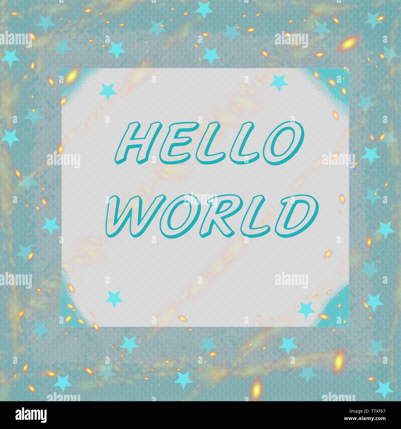 Baby shower card design for a boy with text Hello World. Blue ...