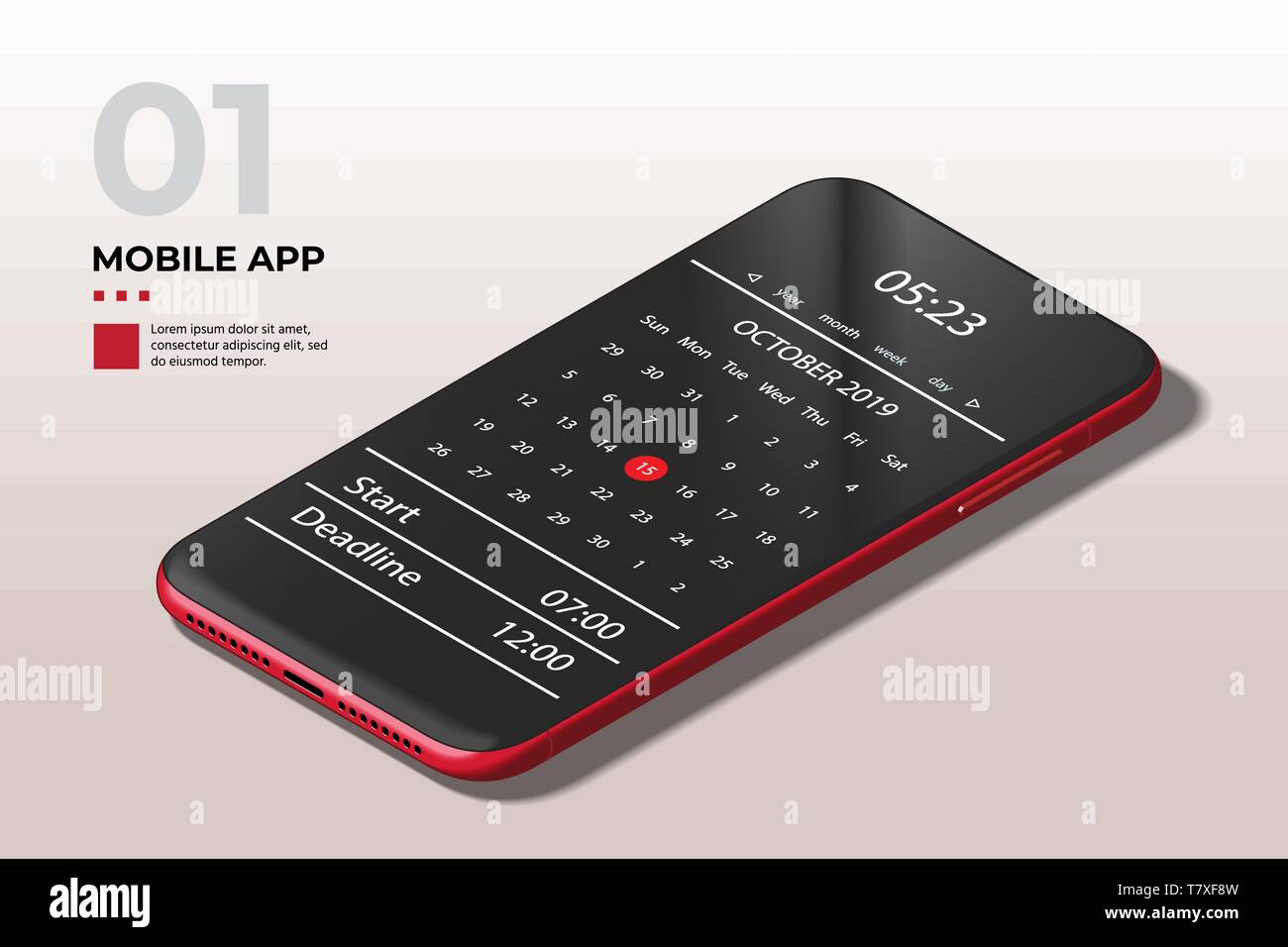 Realistic High Detailed Red Smartphone, Mobile Phone Isometric Vector ...