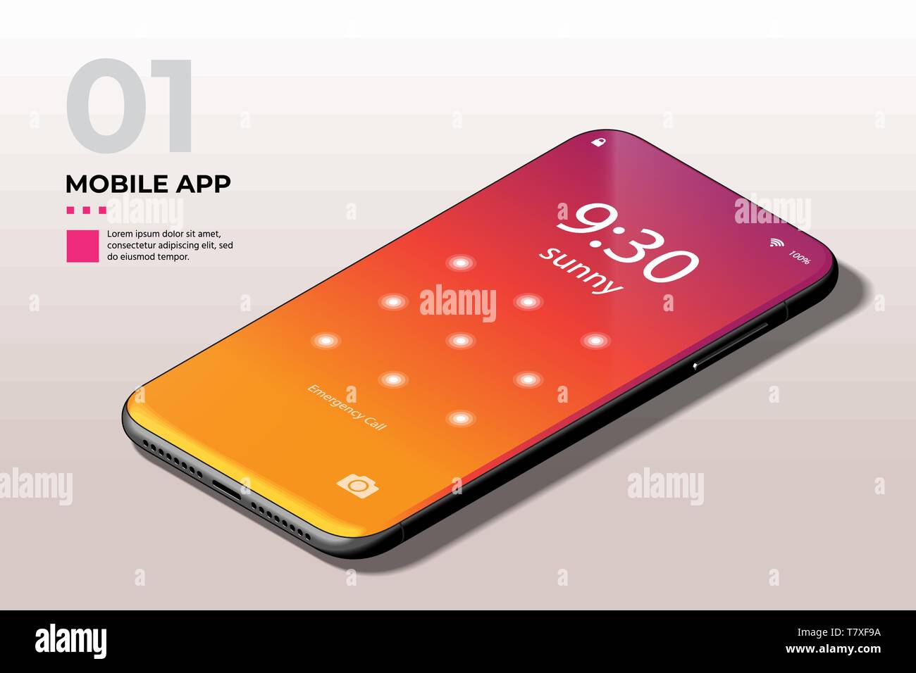 Modern Mobile Cell Phone with Lock Screen UI, UX and GUI Template Stock ...