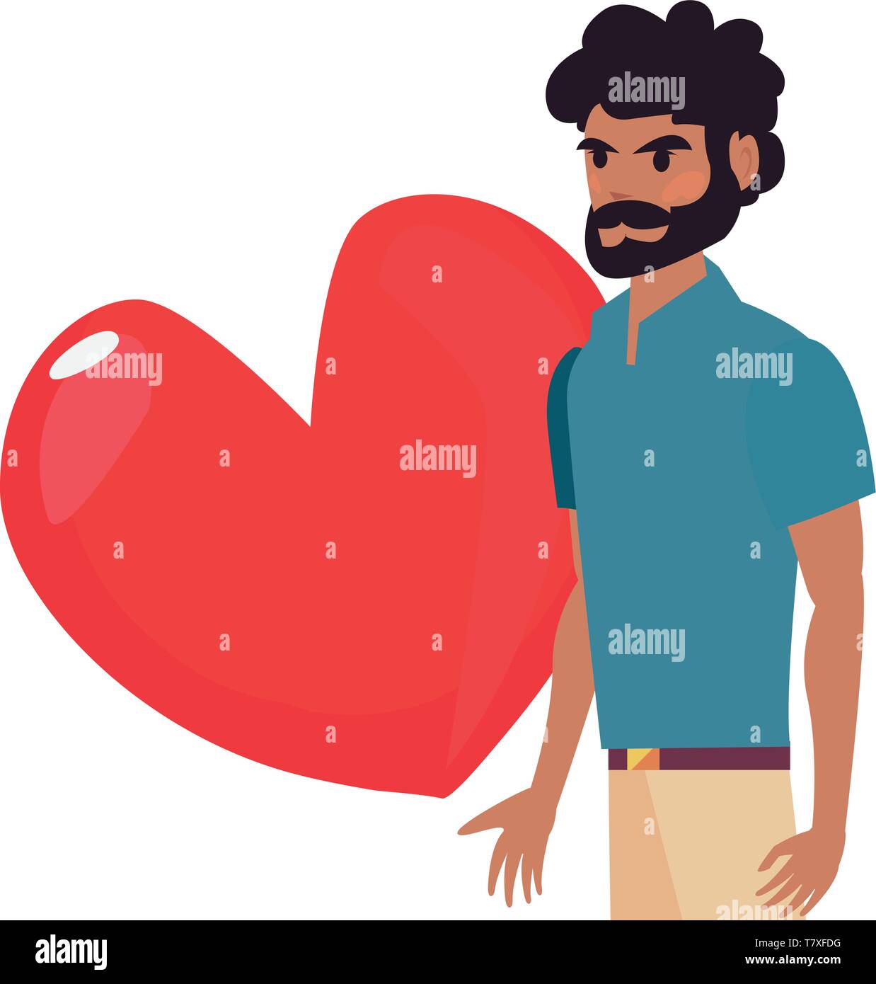 dad with love hearts happy fathers day vector illustration Stock Vector ...