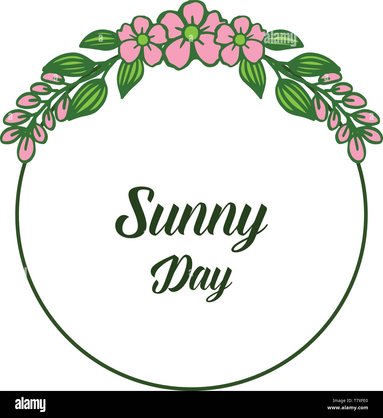 Vector illustration lettering sunny day for drawing flower frame hand ...