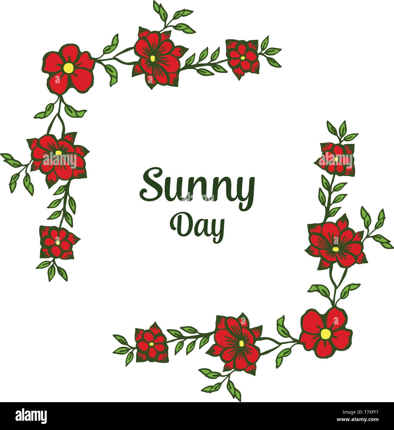 Vector illustration red flower frame with ornate floral frame hand ...