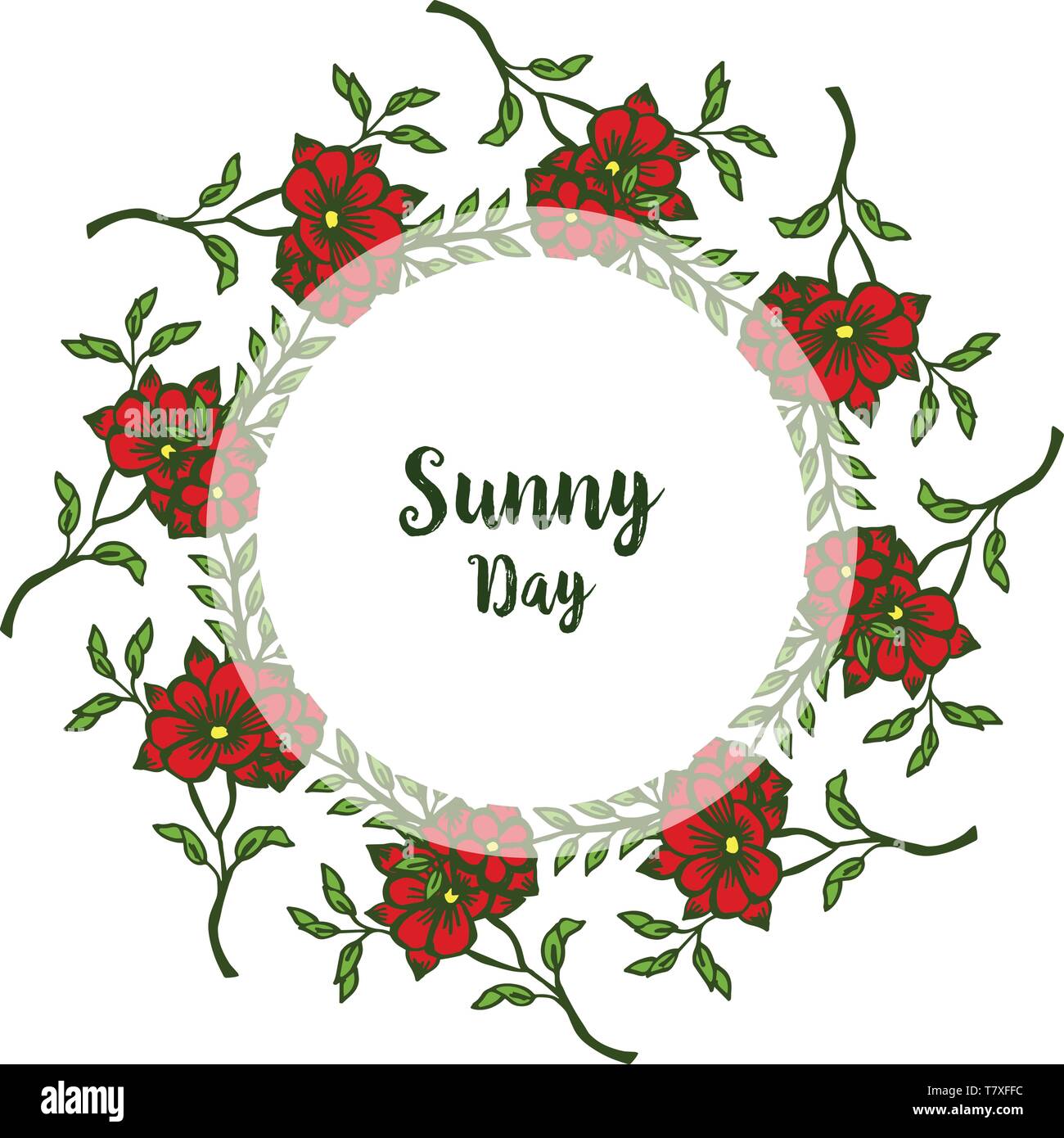Vector illustration red flower frame with ornate floral frame hand ...