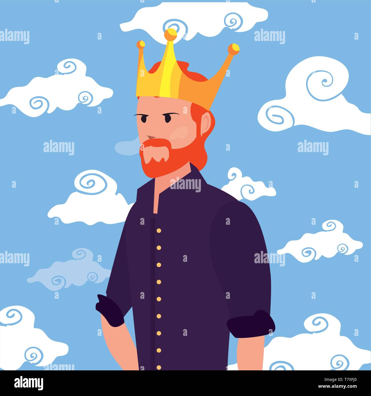 dad wearing crown clouds background happy fathers day vector ...
