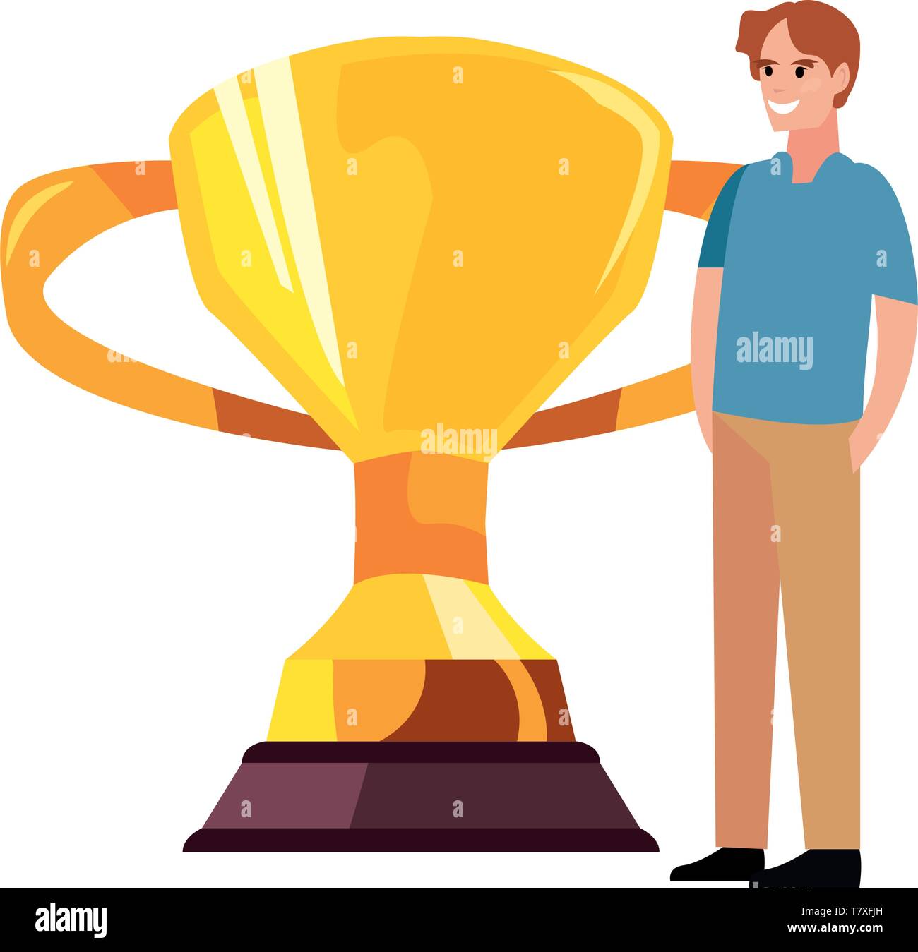 dad with award trophy happy fathers day vector illustration Stock ...