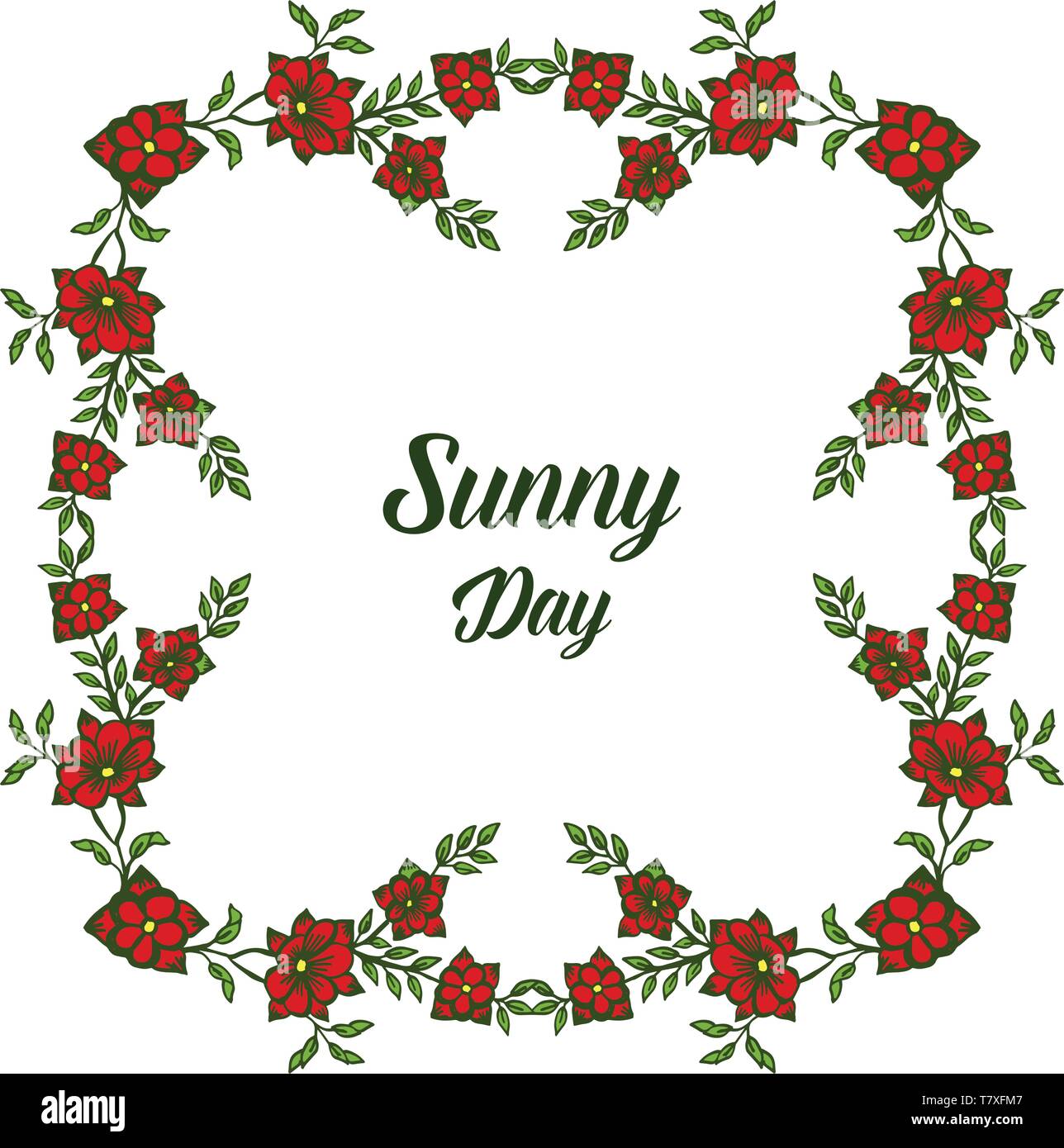 Vector illustration various writing sunny day for design flower frame ...