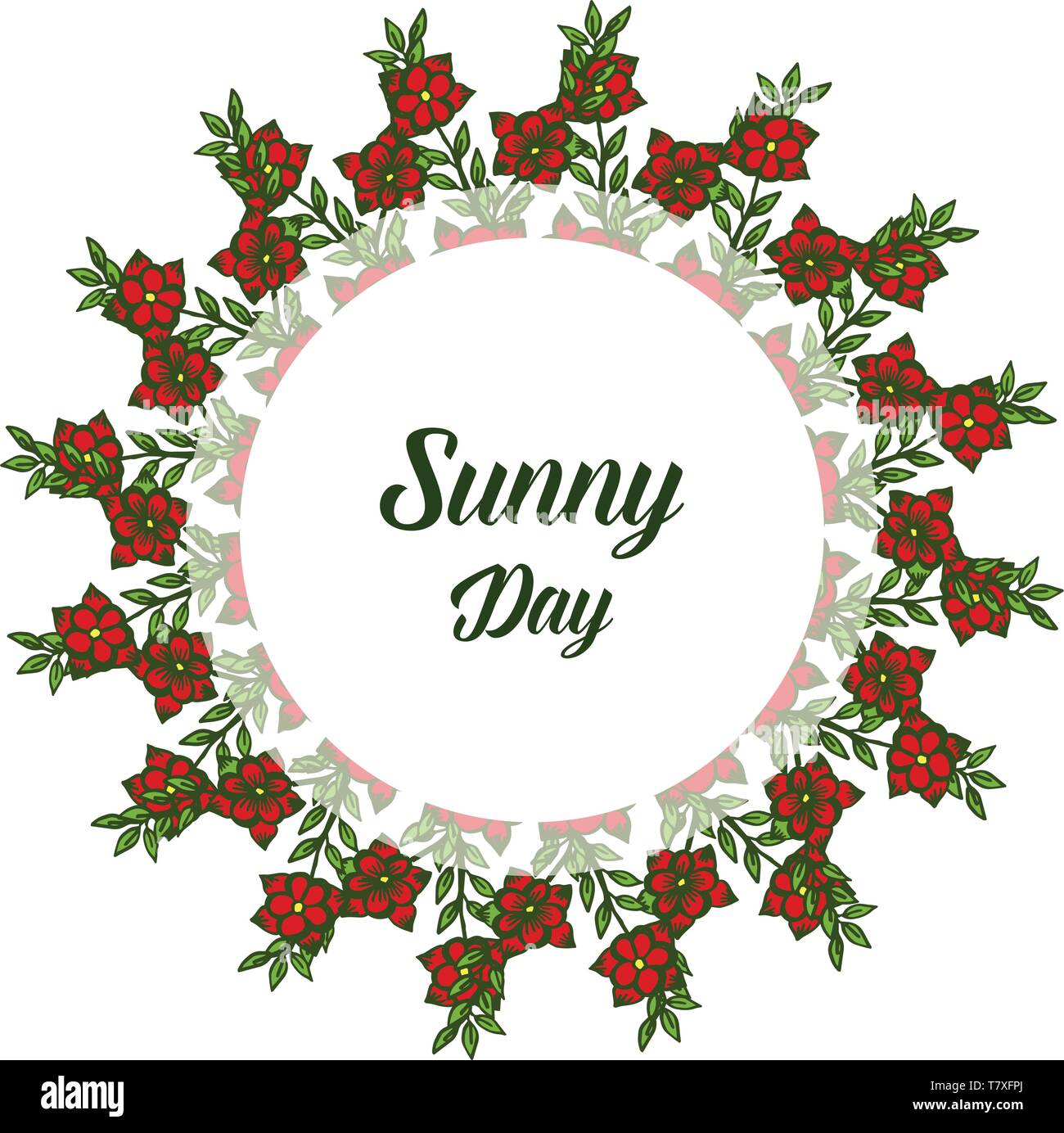 Vector illustration banner sunny day with ornate of flower frame hand ...