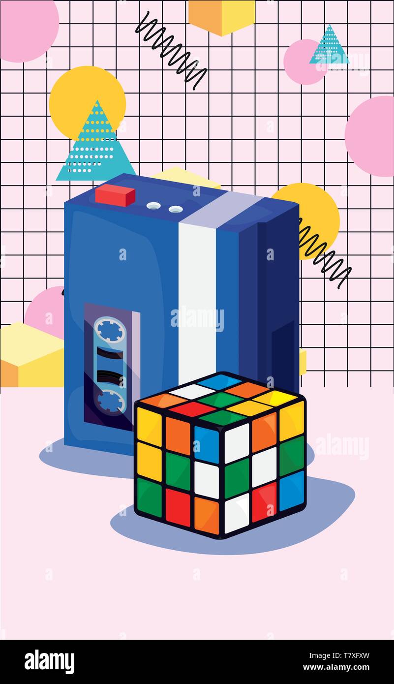 accessories and things retro 80s style cube rubik walkman memphis ...