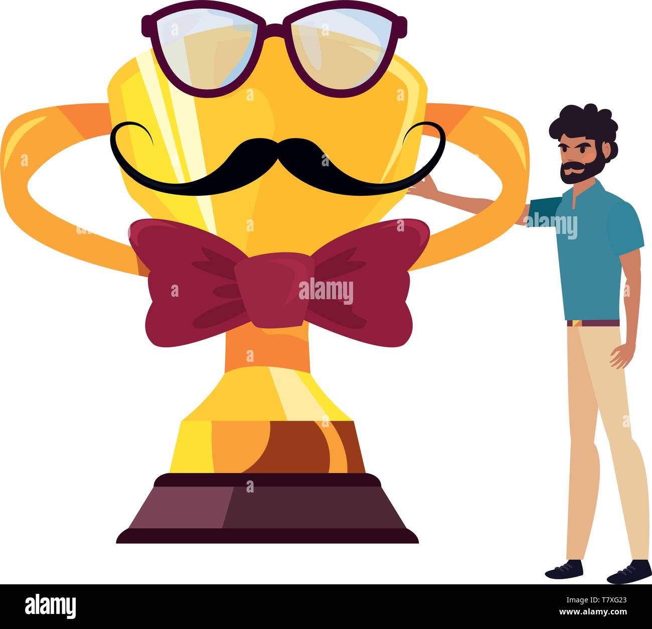 man and trophy mustache glasses happy fathers day vector illustration ...
