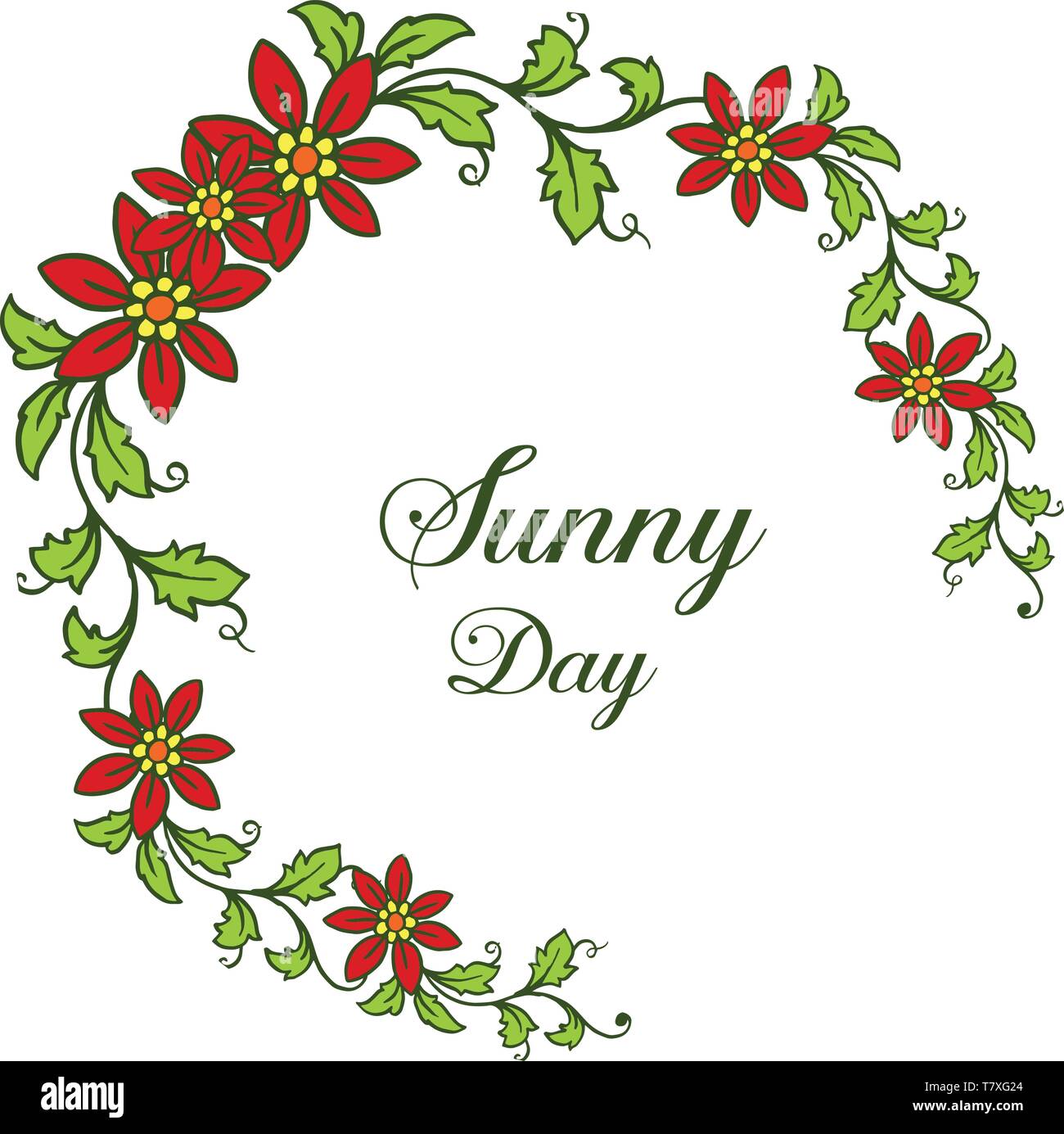 Vector illustration ornate sunny day with beautiful wreath frame hand ...