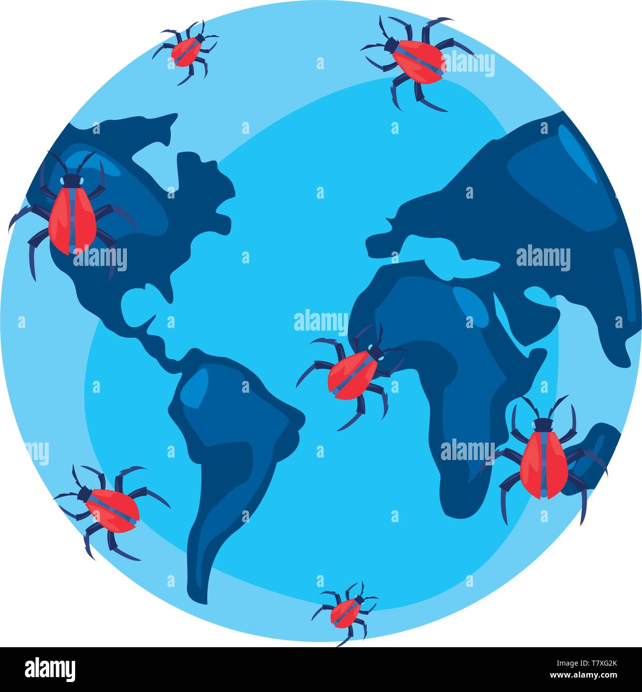 world virus bug cybersecurity data protection vector illustration Stock ...