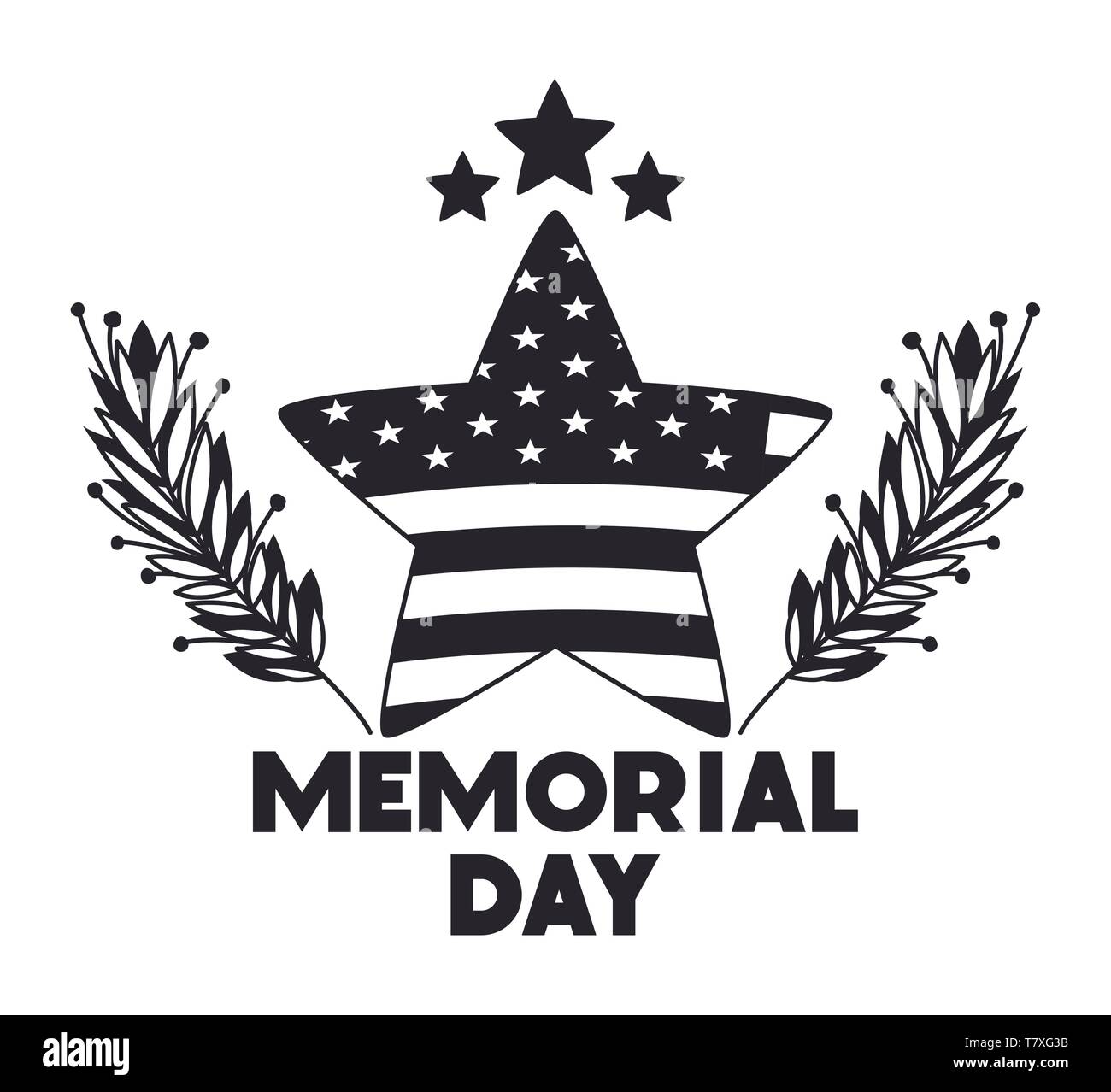 star with wreath and usa flag of memorial day emblem Stock Vector Image ...