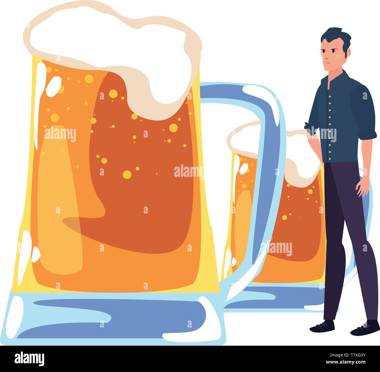 Dad With Cold Beers Happy Fathers Day Vector Illustration Stock Vector