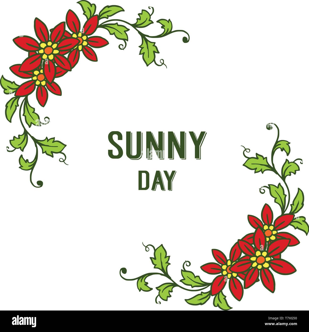 Vector illustration beautiful wreath frame for decoration sunny day ...