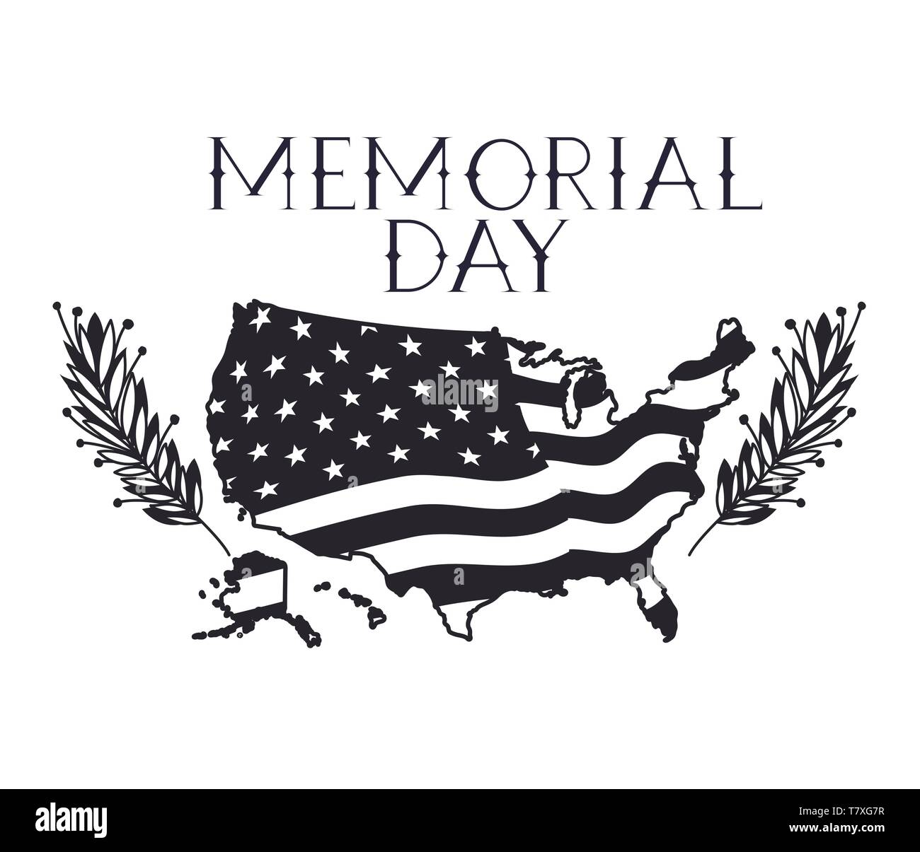 usa map with flag of memorial day emblem Stock Vector Image & Art - Alamy