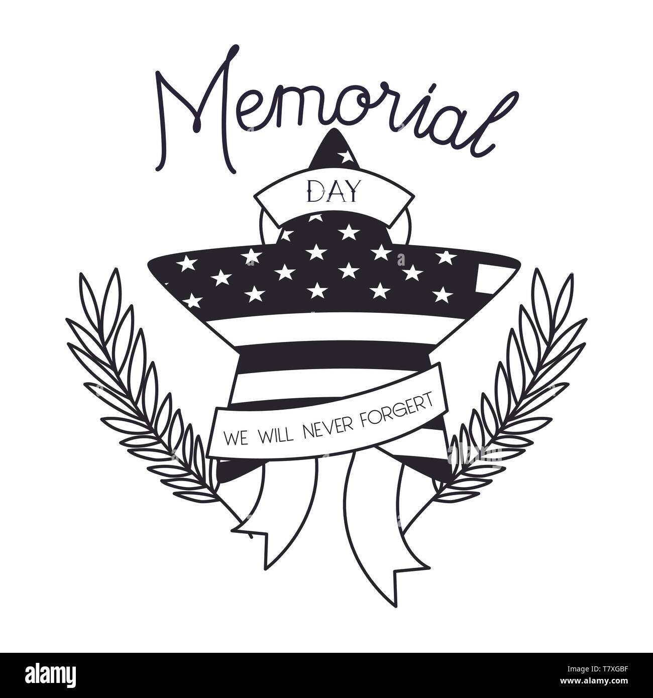 star with wreath and usa flag of memorial day emblem Stock Vector Image ...