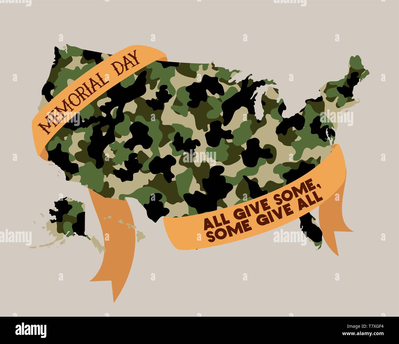 usa map with camouflage and tape of memorial day emblem Stock Vector ...