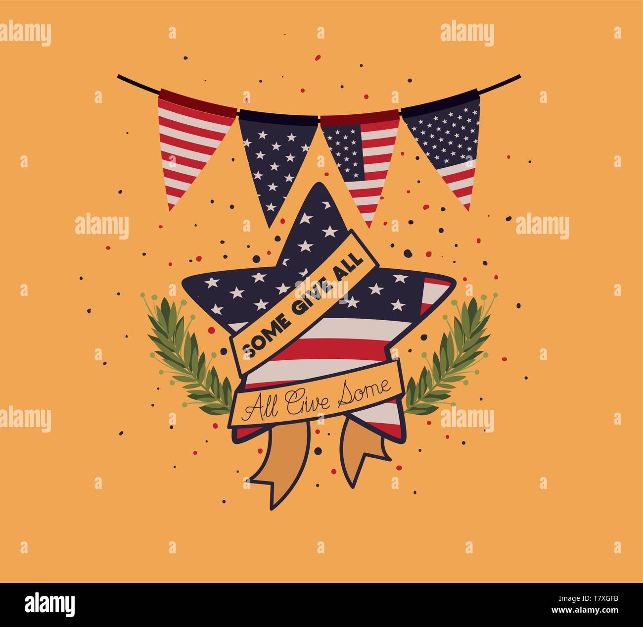star with wreath and usa flag of memorial day emblem Stock Vector Image ...