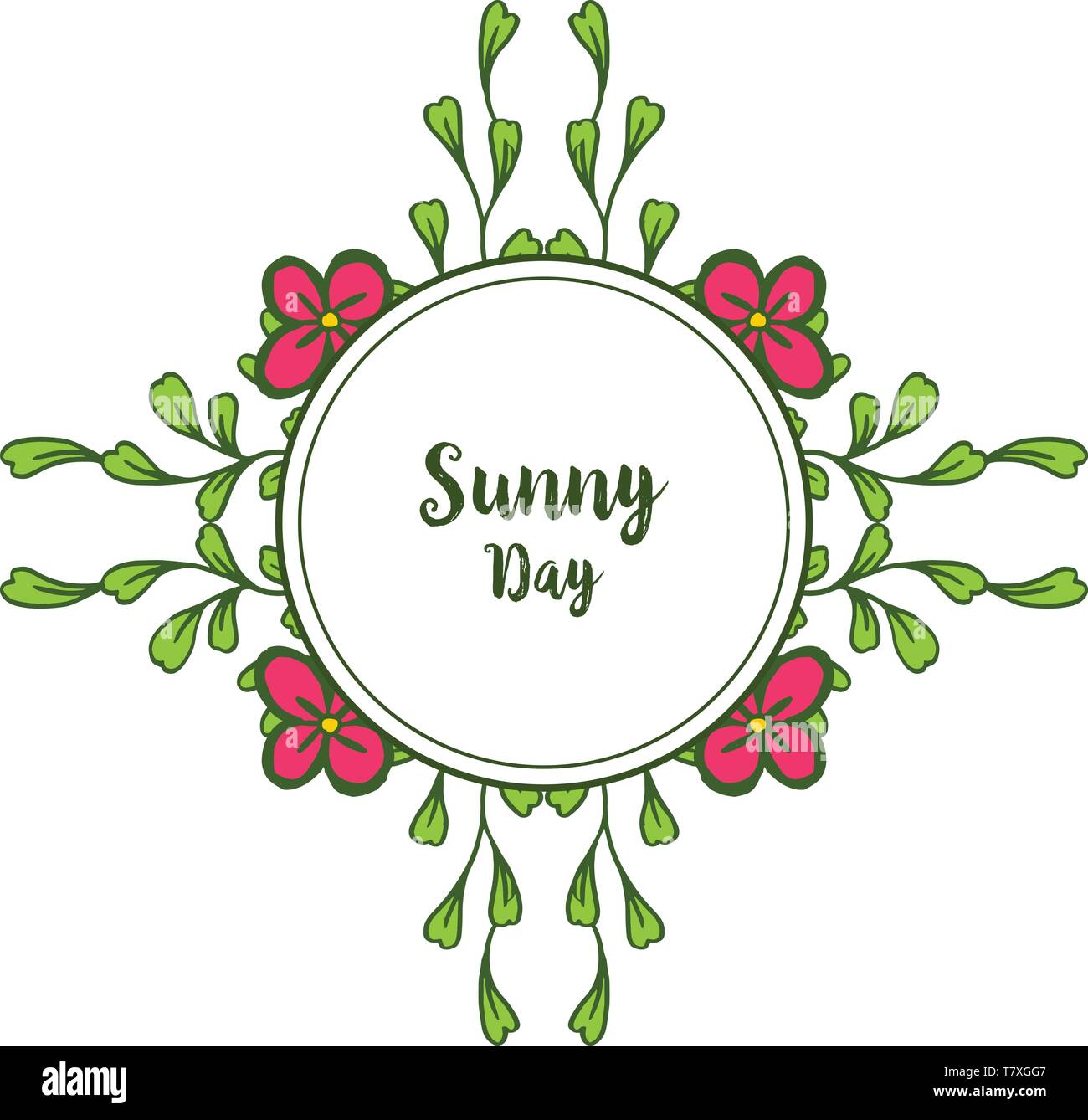 Vector illustration writing sunny day with design flower frame hand ...