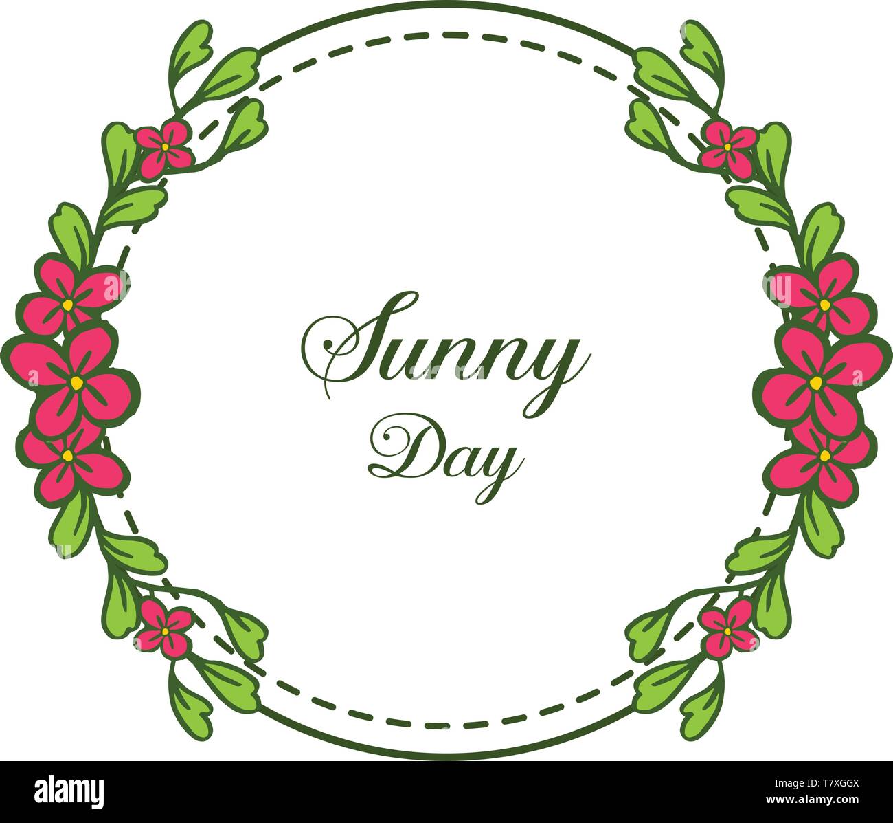 Vector illustration writing sunny day with design flower frame hand ...