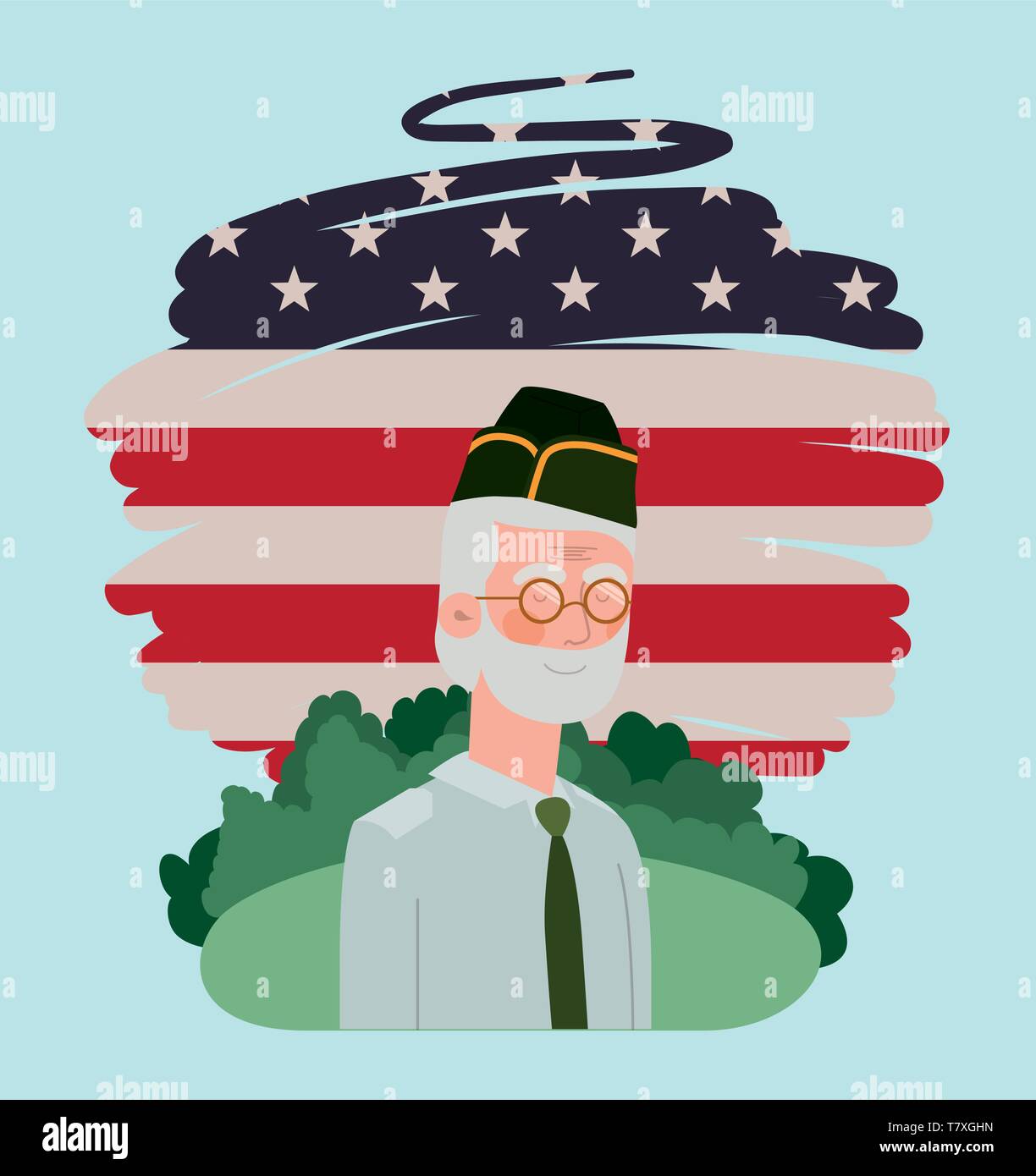 Us flag in landscape Stock Vector Images - Alamy