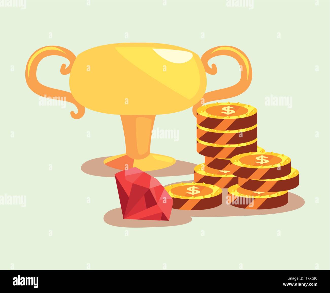 trophy diamond coins money casino game bets vector illustration Stock ...
