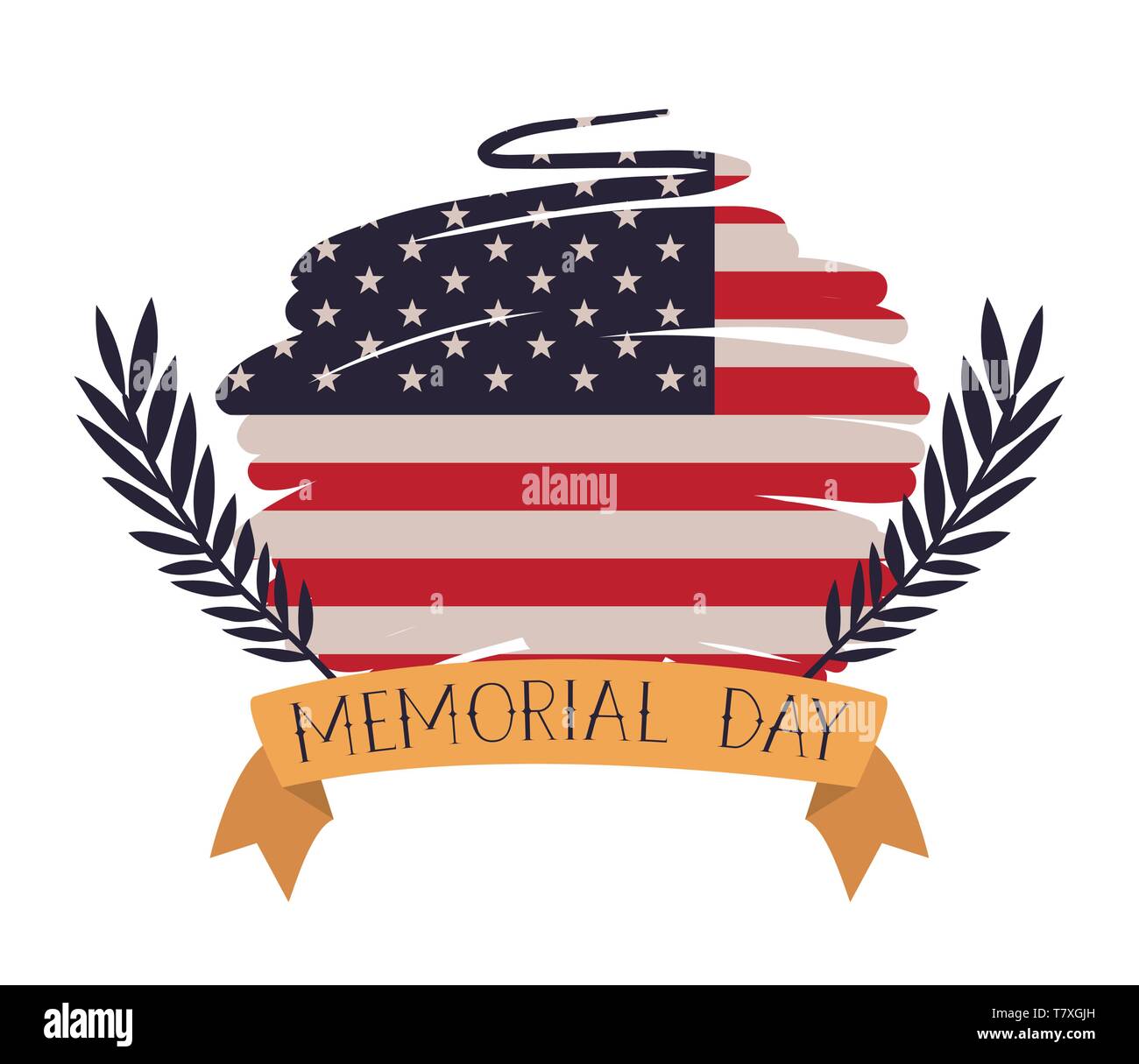 usa flag painted with wreath of memorial day emblem Stock Vector Image ...