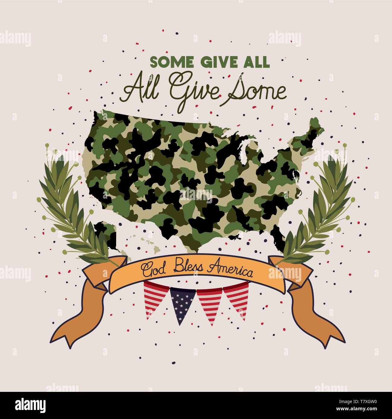 usa map with camouflage and tape of memorial day emblem Stock Vector ...