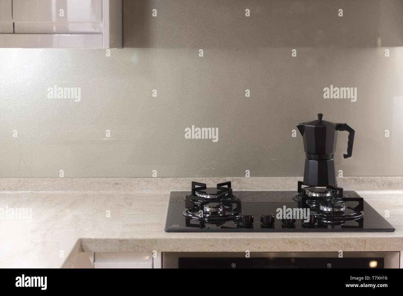 Traditional Coffee Pot on Contempory Classic Kitchen Stove Stock Photo ...