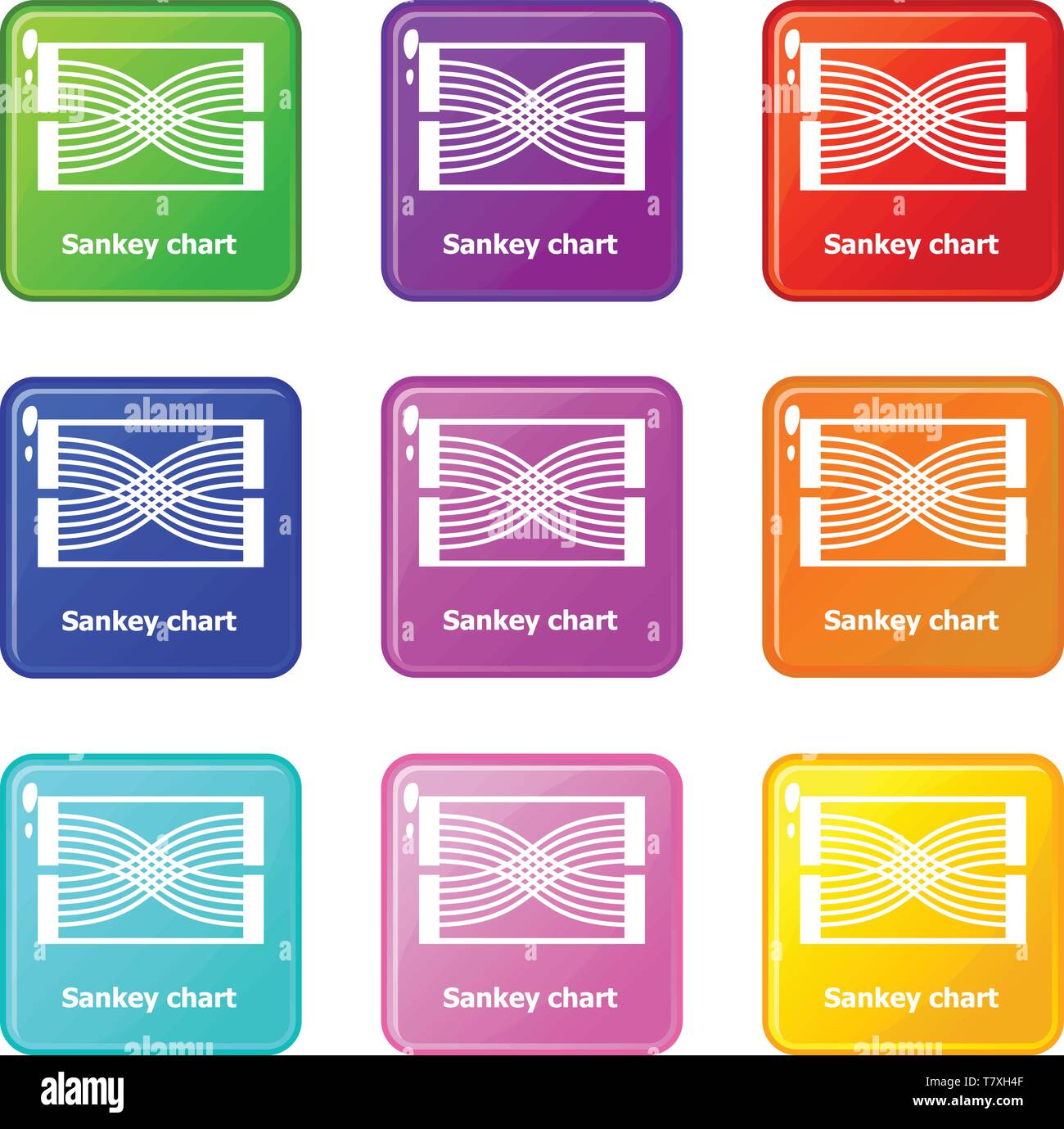 Sankey chart icons set 9 color collection Stock Vector Image & Art - Alamy