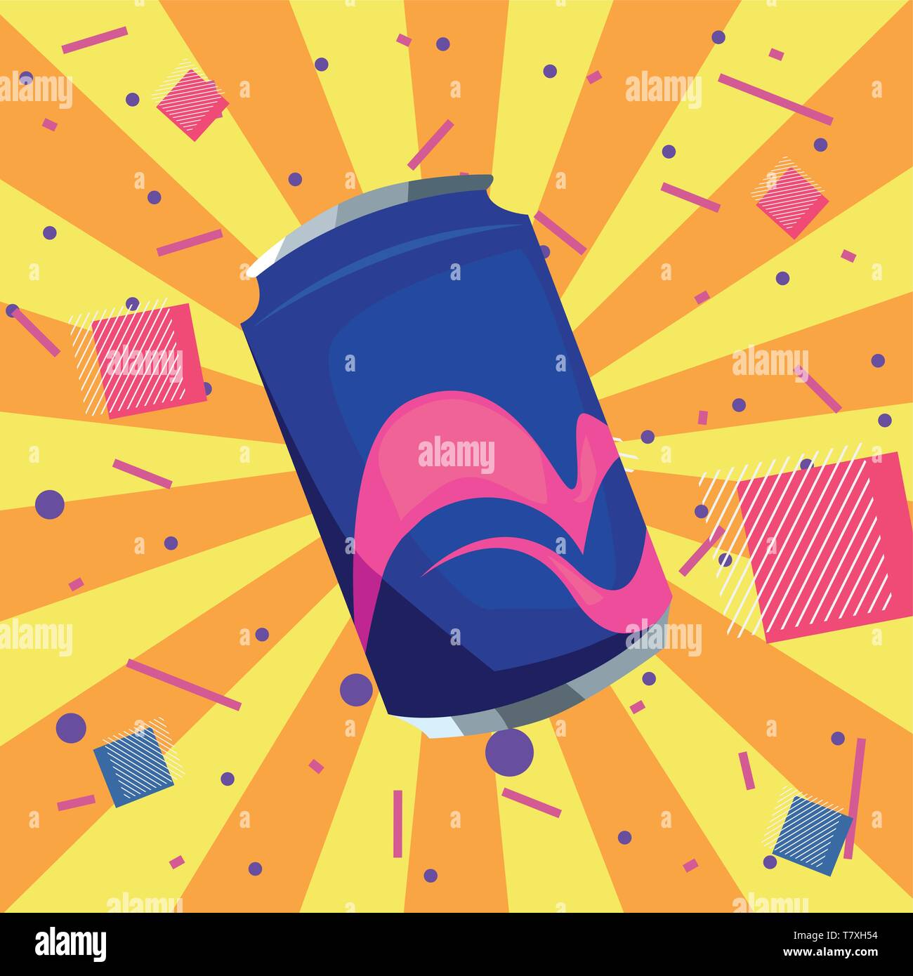 soda can drink retro 80s style memphis background vector illustration ...