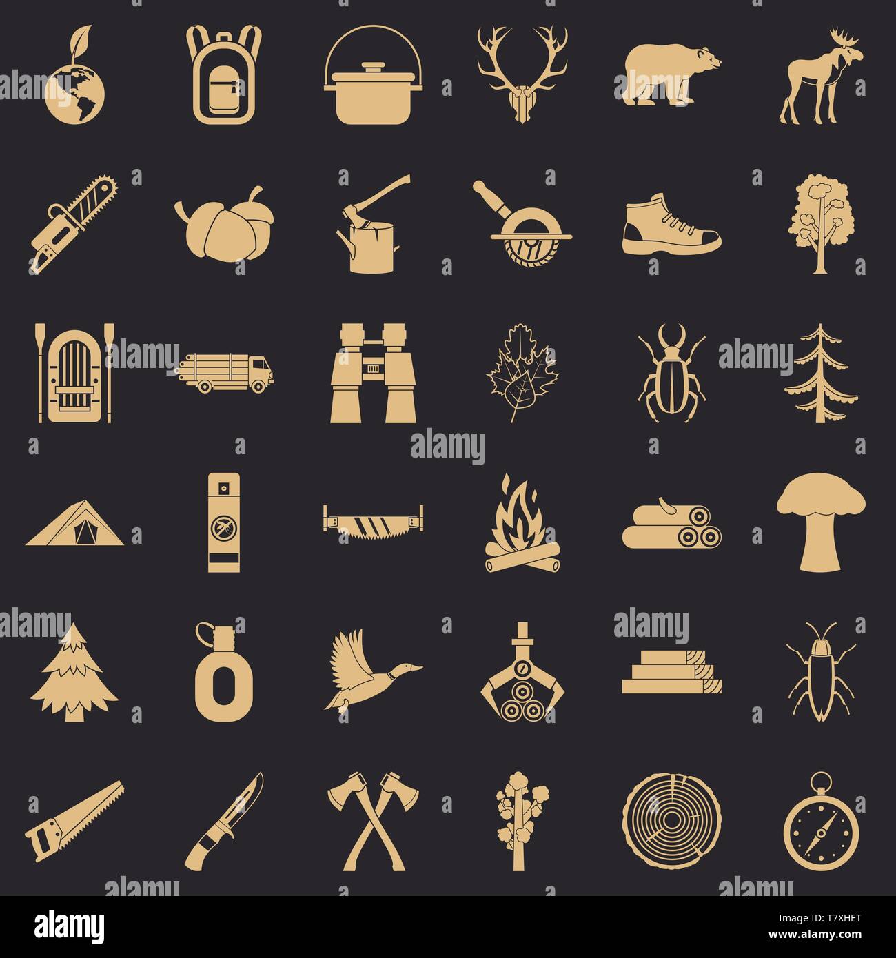 Forest icons set, simple style Stock Vector Image & Art - Alamy